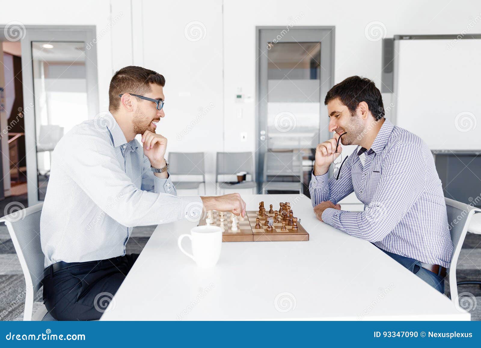 Portrait of Two Young Man Playing Chess Stock Photo - Image of chess ...