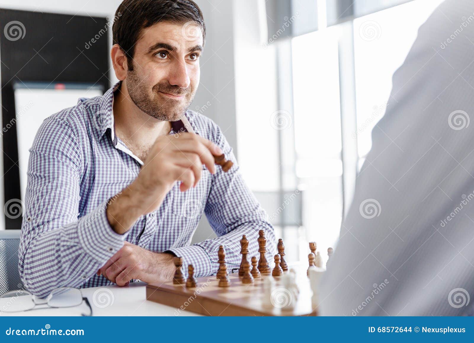 Portrait of Two Young Man Playing Chess Stock Photo - Image of ...