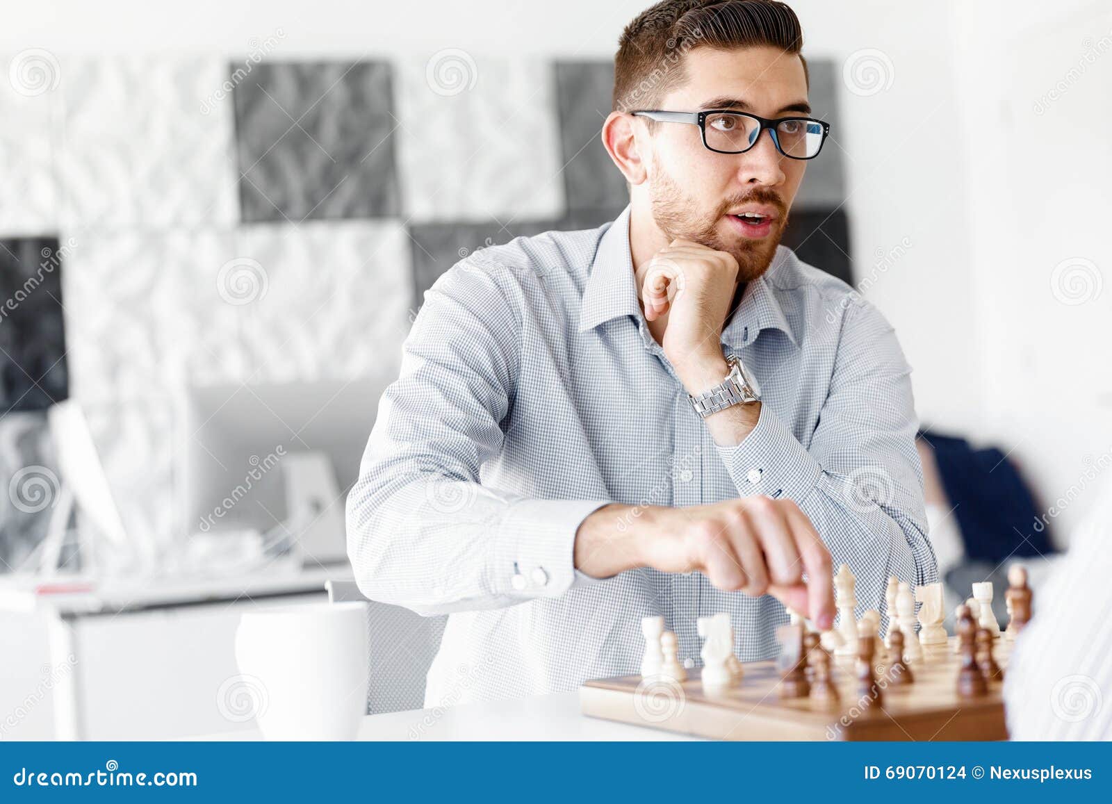 Portrait of Two Young Man Playing Chess Stock Photo - Image of ...