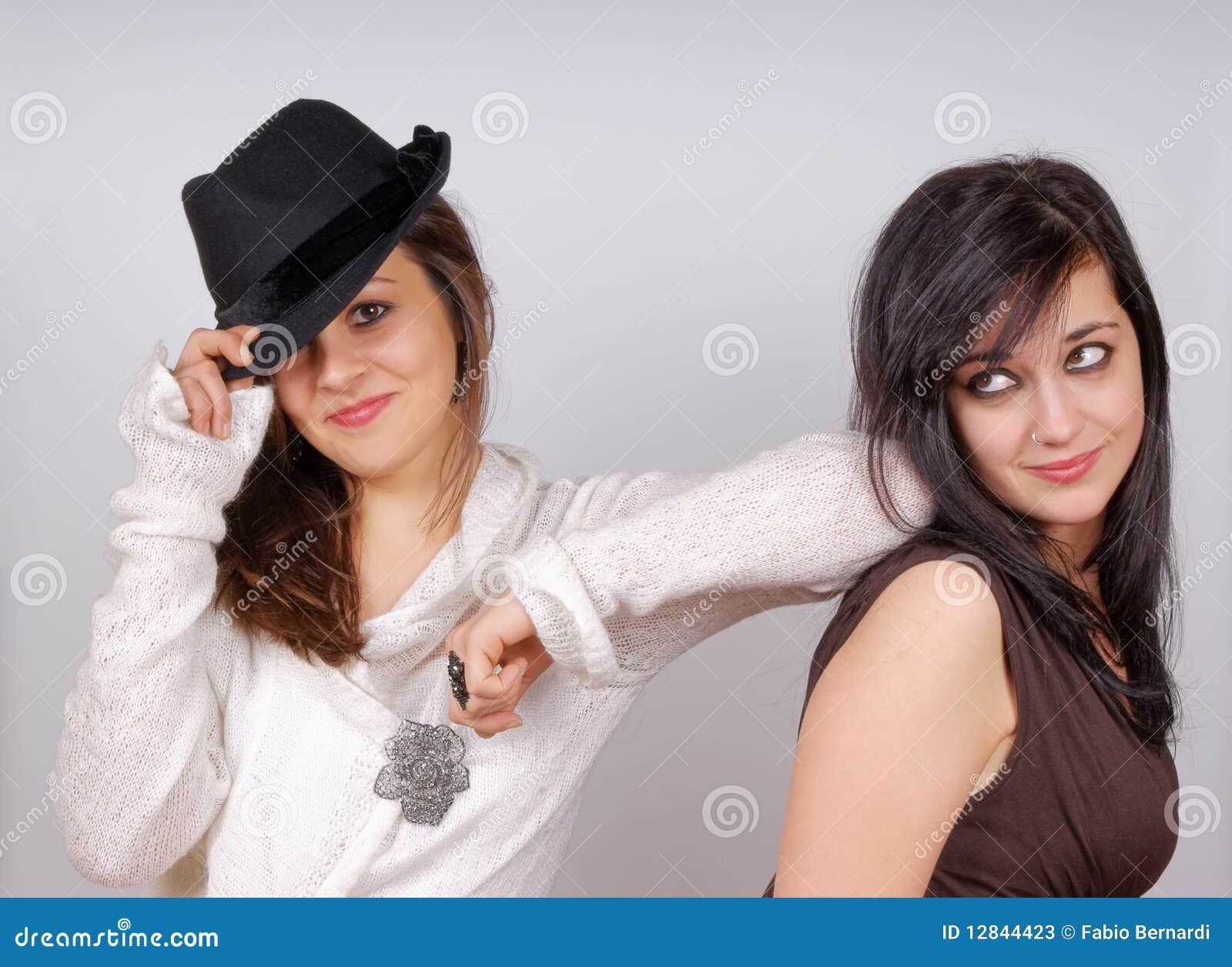 Portrait of Two Young Women Stock Image - Image of black, shoulder ...