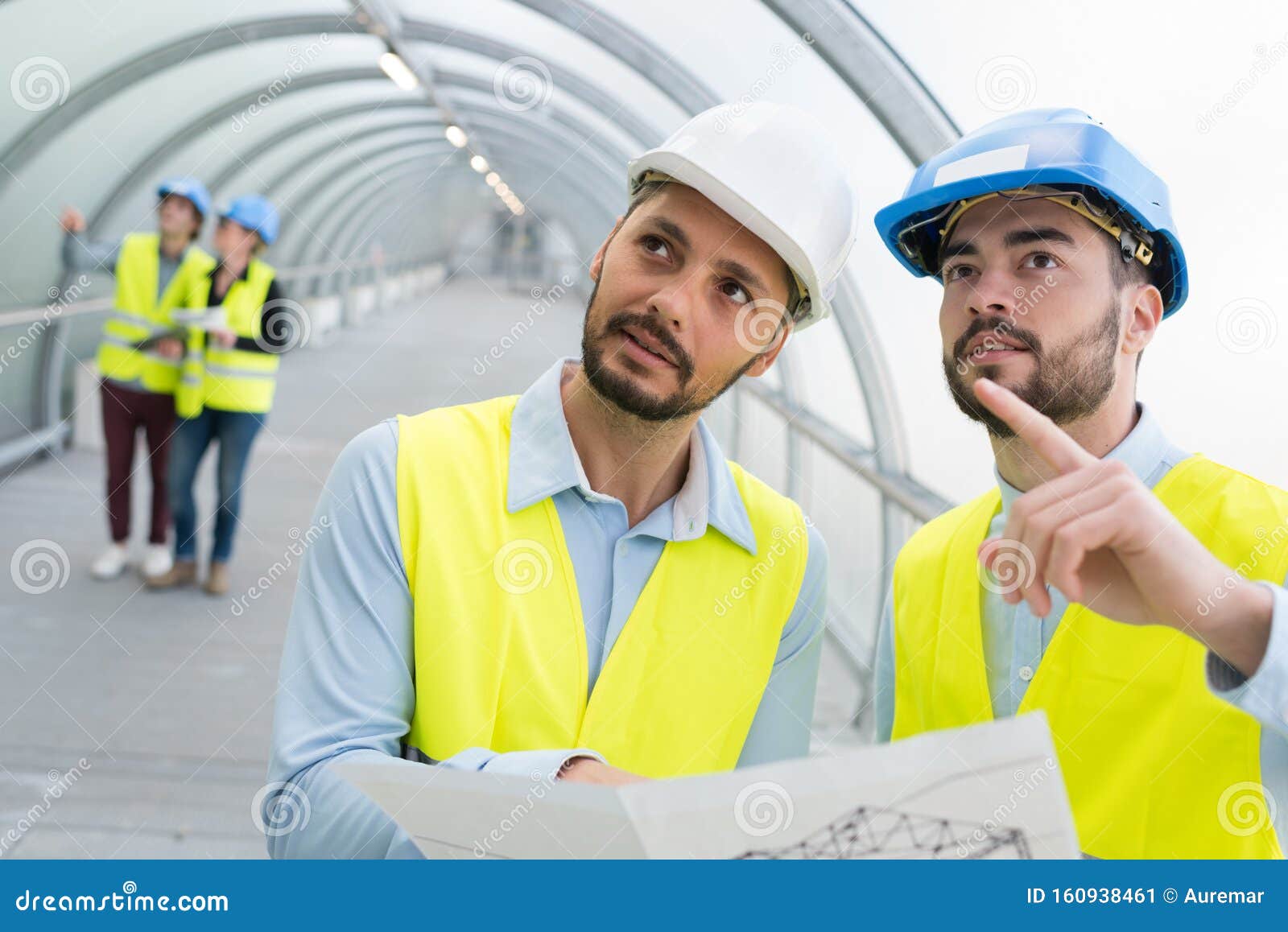 Portrait Underground Subway Tunnel Workers Stock Image - Image of ...