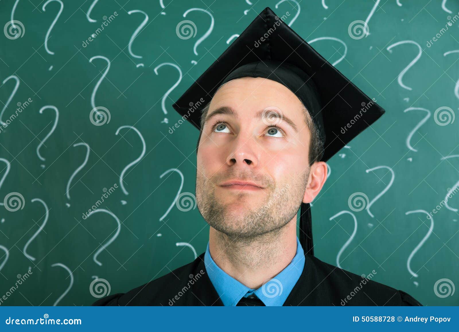 Portrait of University Student Looking Up Stock Photo - Image of black ...