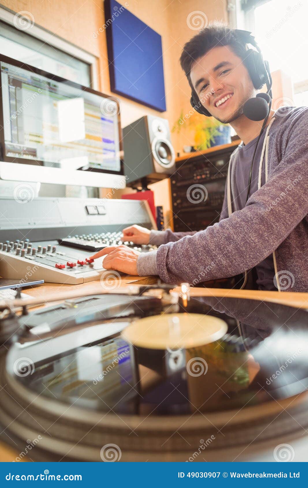Portrait of an University Student Mixing Audio Stock Image - Image of ...