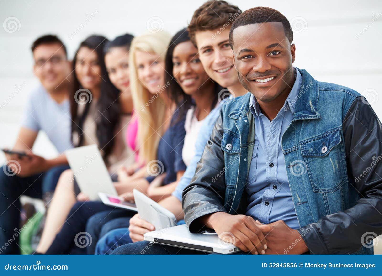 Portrait of University Students Outdoors on Campus Stock Photo - Image ...
