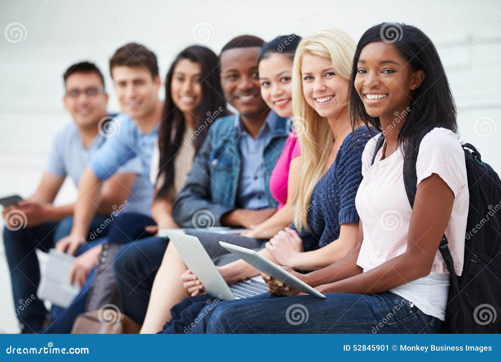 Portrait of University Students Outdoors on Campus Stock Image - Image ...
