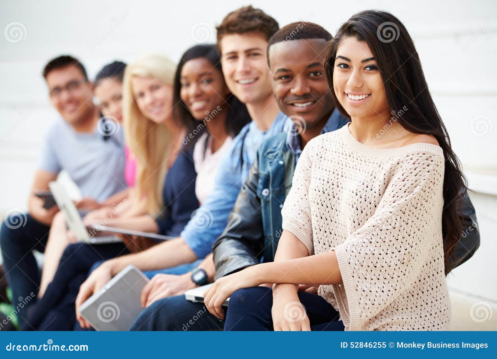 Portrait of University Students Outdoors on Campus Stock Image - Image ...