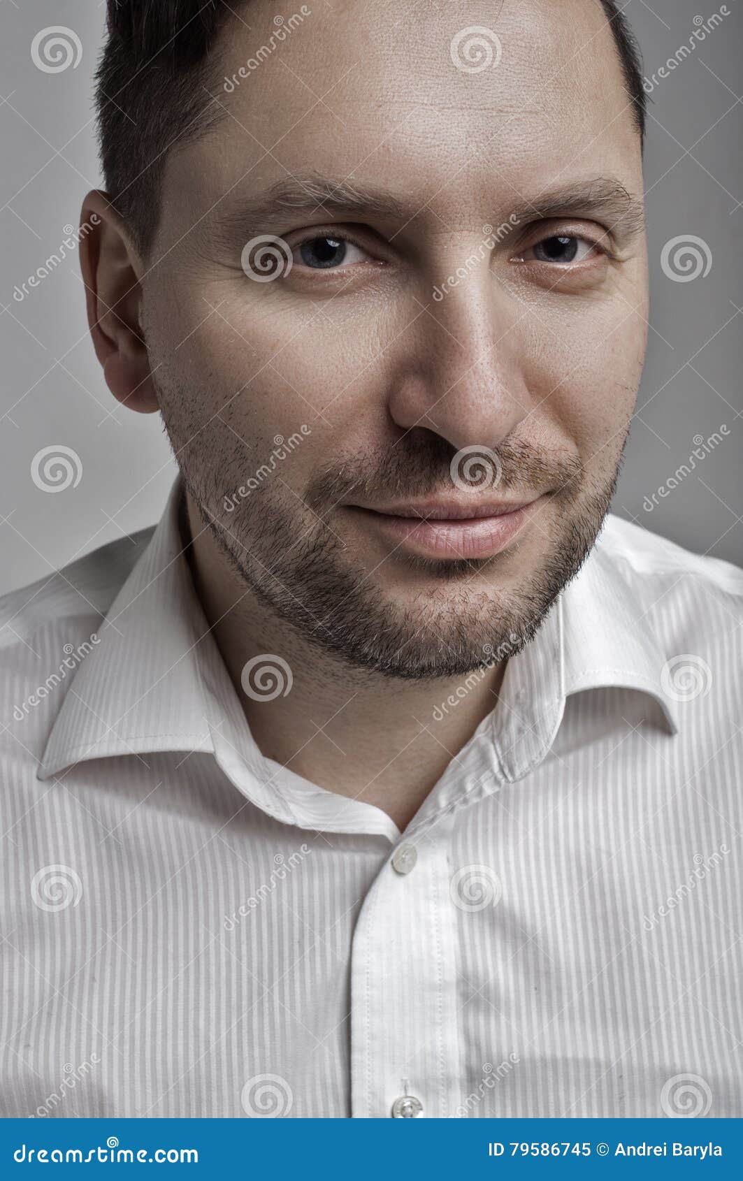 Portrait of the Unshaven Self-assured Man Stock Image - Image of gray ...