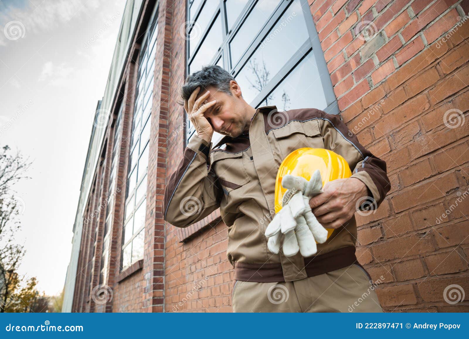 Portrait Of Upset Construction Worker Or Stressed Contractor Man In ...