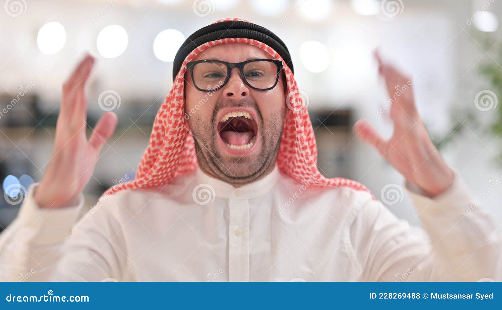 Portrait of Upset Young Arab Man Shouting, Screaming Stock Photo ...