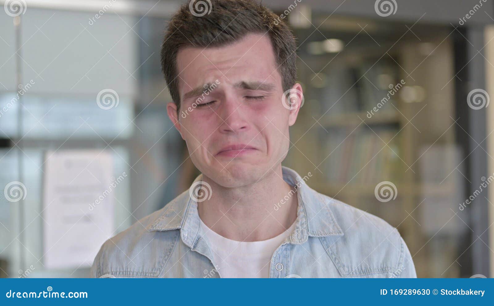 The Portrait of Upset Young Designer Crying at Camera Stock Photo ...