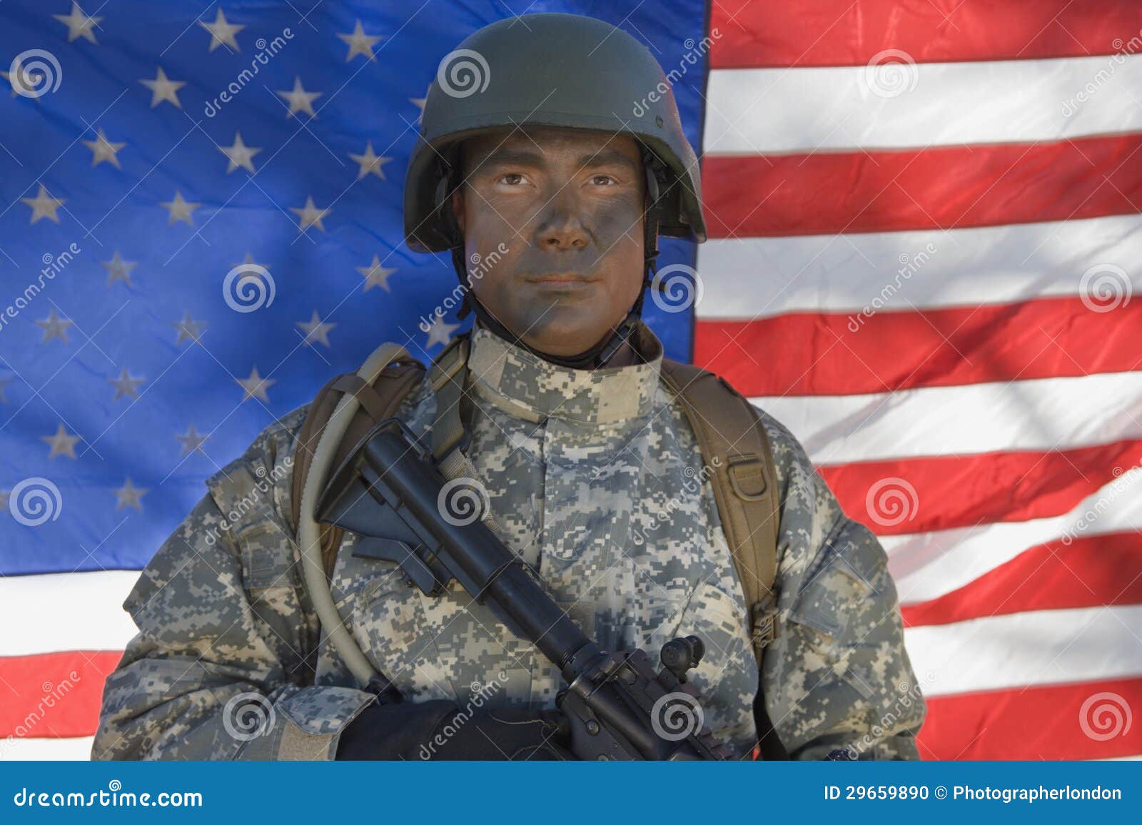 Portrait of US Army Soldier Stock Photo - Image of culture, horizontal ...