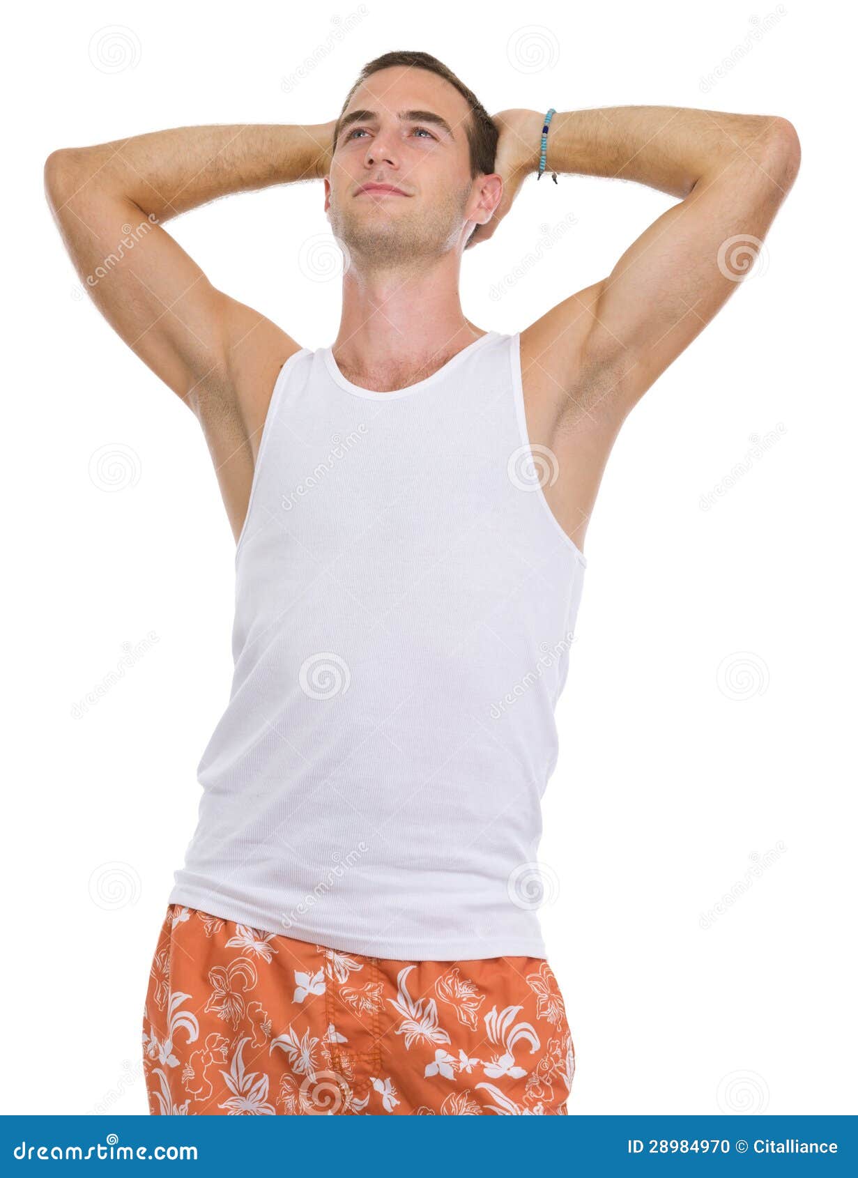 Portrait of on Vacation Young Man Sunbathing Stock Photo - Image of ...