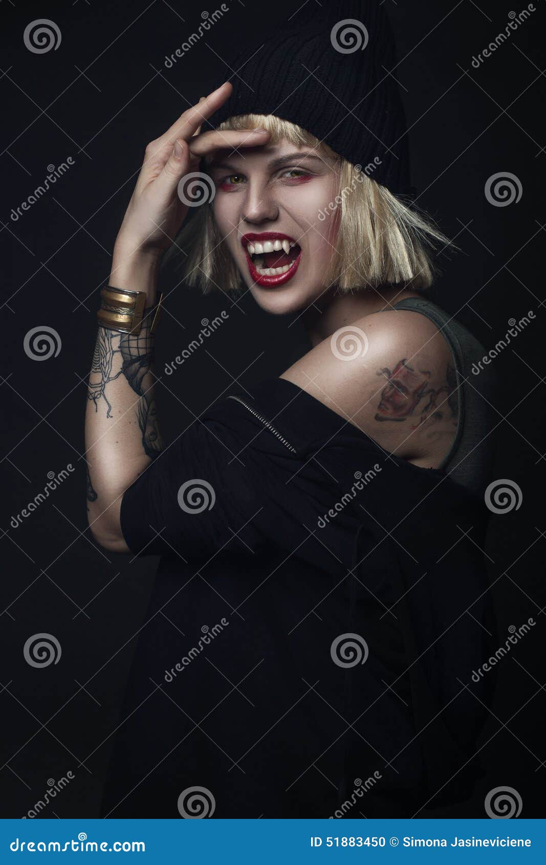 Portrait of vampire woman stock photo. Image of lips - 51883450
