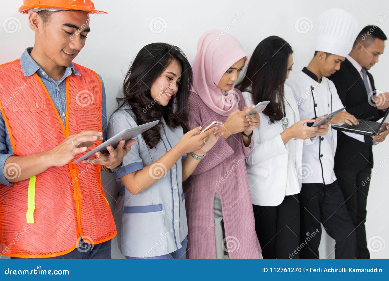 Portrait of Various Professions with Technology Stock Photo - Image of ...