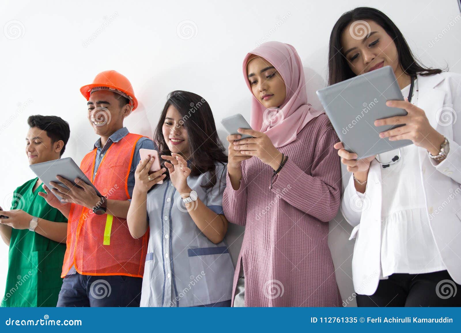 Portrait of Various Professions with Technology Stock Image - Image of ...