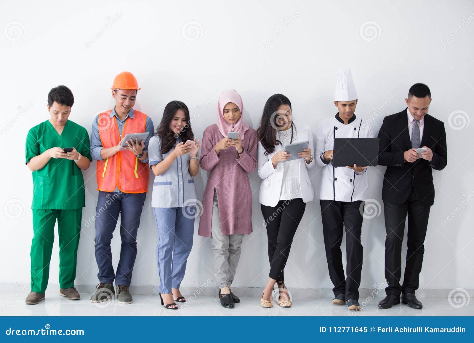 Portrait of Various Professions with Modern Technology Stock Image ...