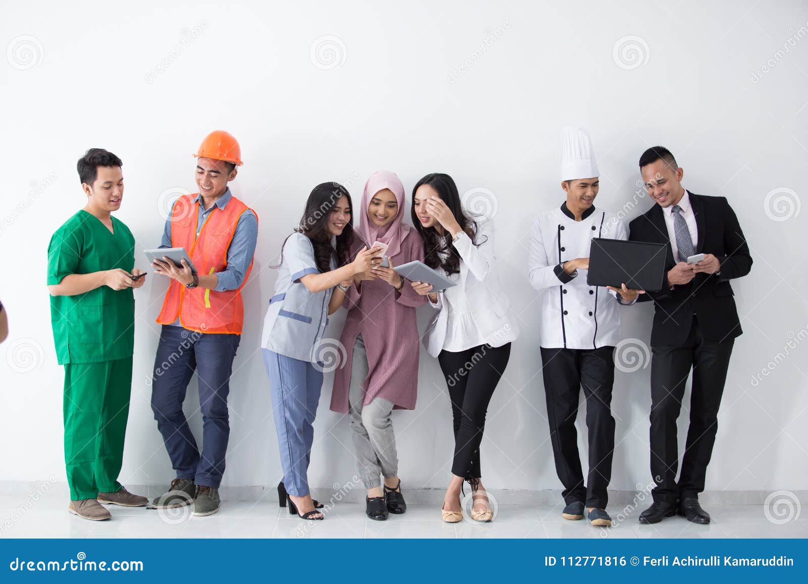 Portrait of Various Professions with Modern Technology Stock Photo ...