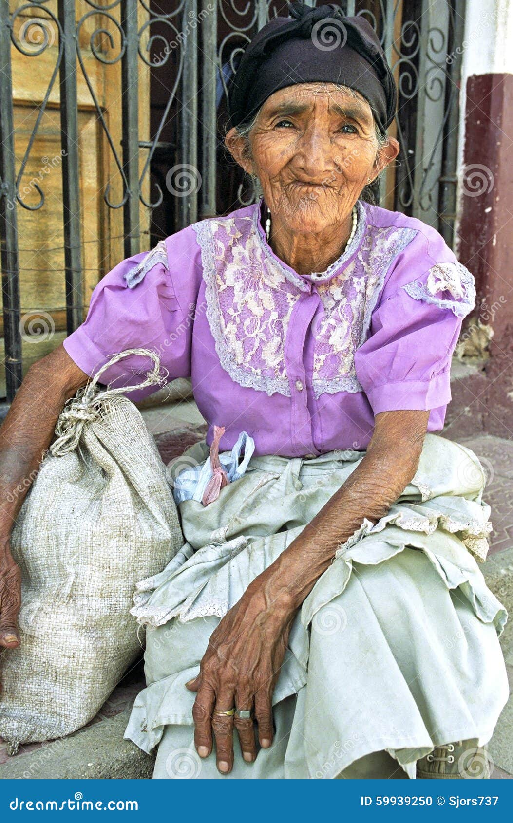 Portrait Of Very Old Wrinkled Nicaraguan Woman Editorial Image