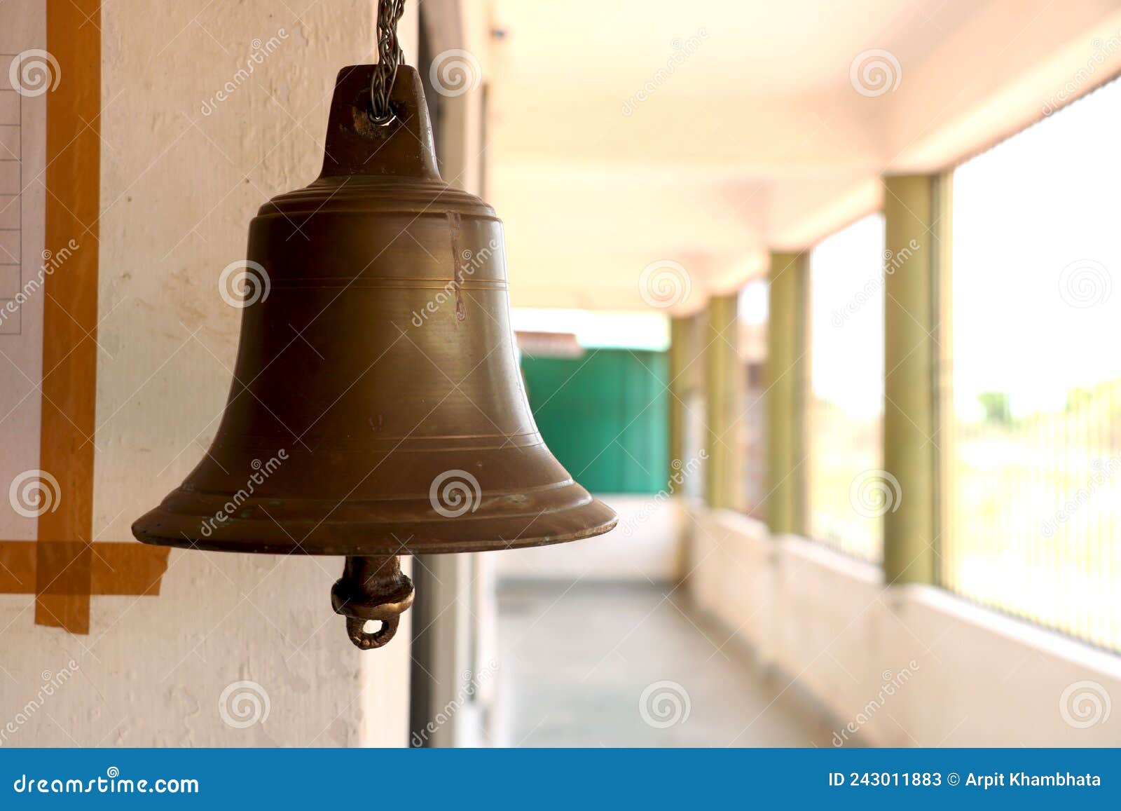 Portrait View of Bell Hanging in School Building Stock Image - Image of ...