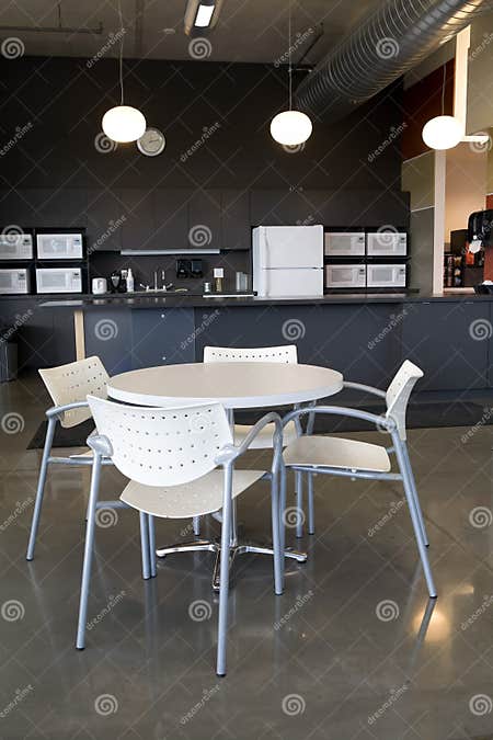 Portrait View Office Cafeteria Focus on Table. Stock Image - Image of ...