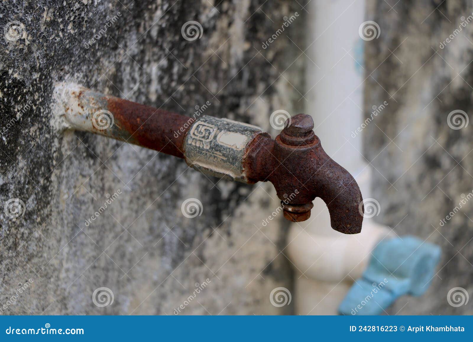 Portrait View of Rustic Broken Water Tap Stock Image - Image of macro ...