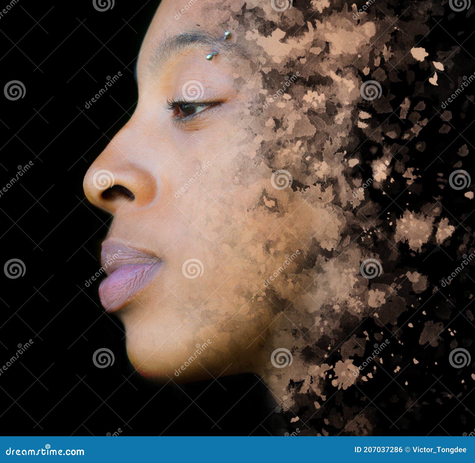 A Portrait with Paint Stains Visual Effect Stock Photo - Image of ...