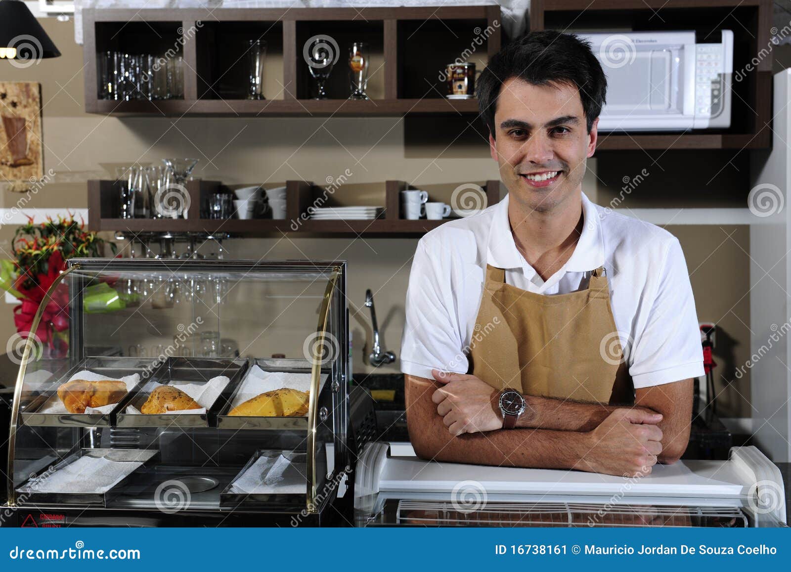 Portrait of a Waiter at the Cafe Stock Image - Image of brown, cafe ...