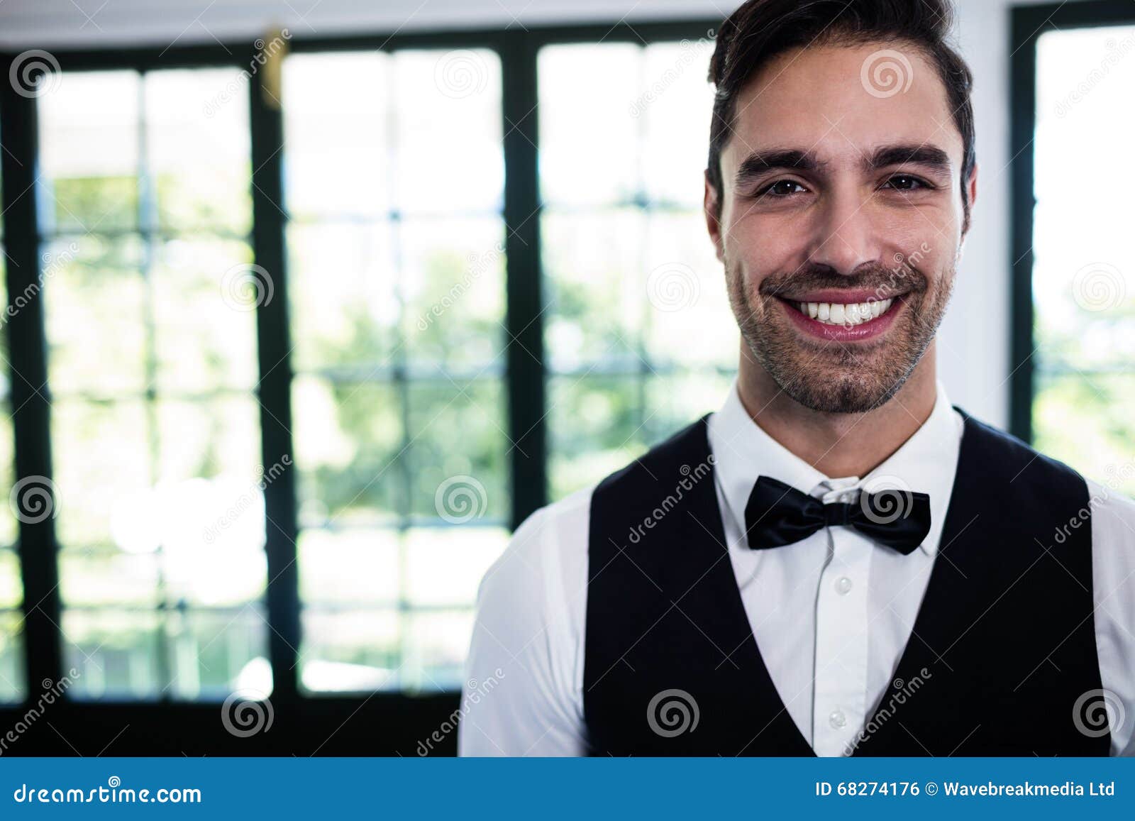 Portrait of Waiter Smiling at Camera Stock Photo - Image of class, head ...
