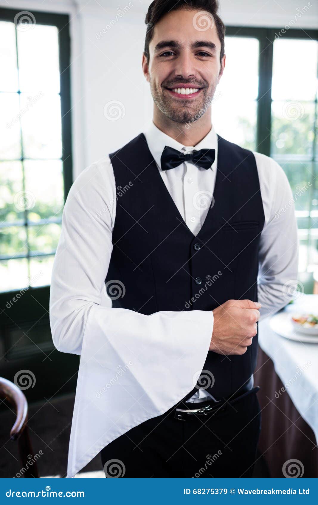 Portrait of Waiter Smiling at Camera Stock Image - Image of adult ...
