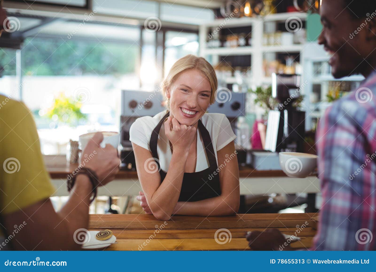 Portrait of Waitress Standing Behind the Counter Stock Image - Image of ...