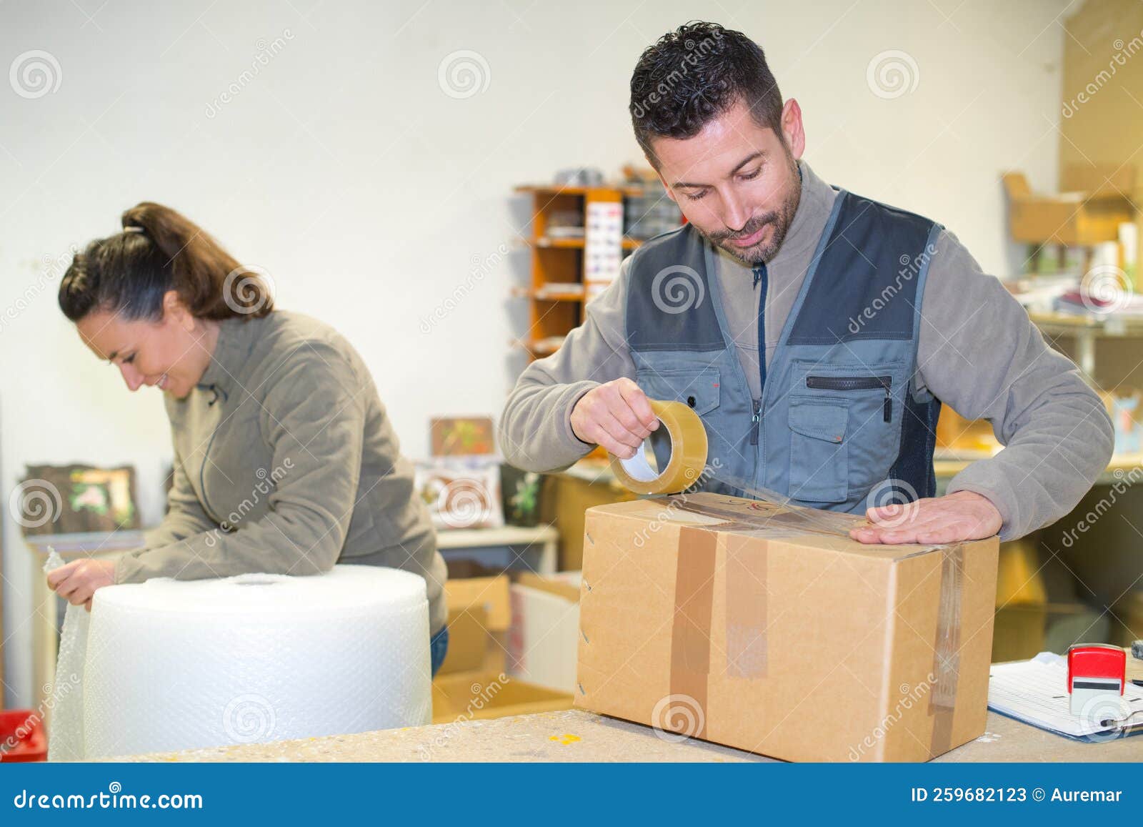 Portrait Warehouse Poeple Working Stock Image - Image of factory ...