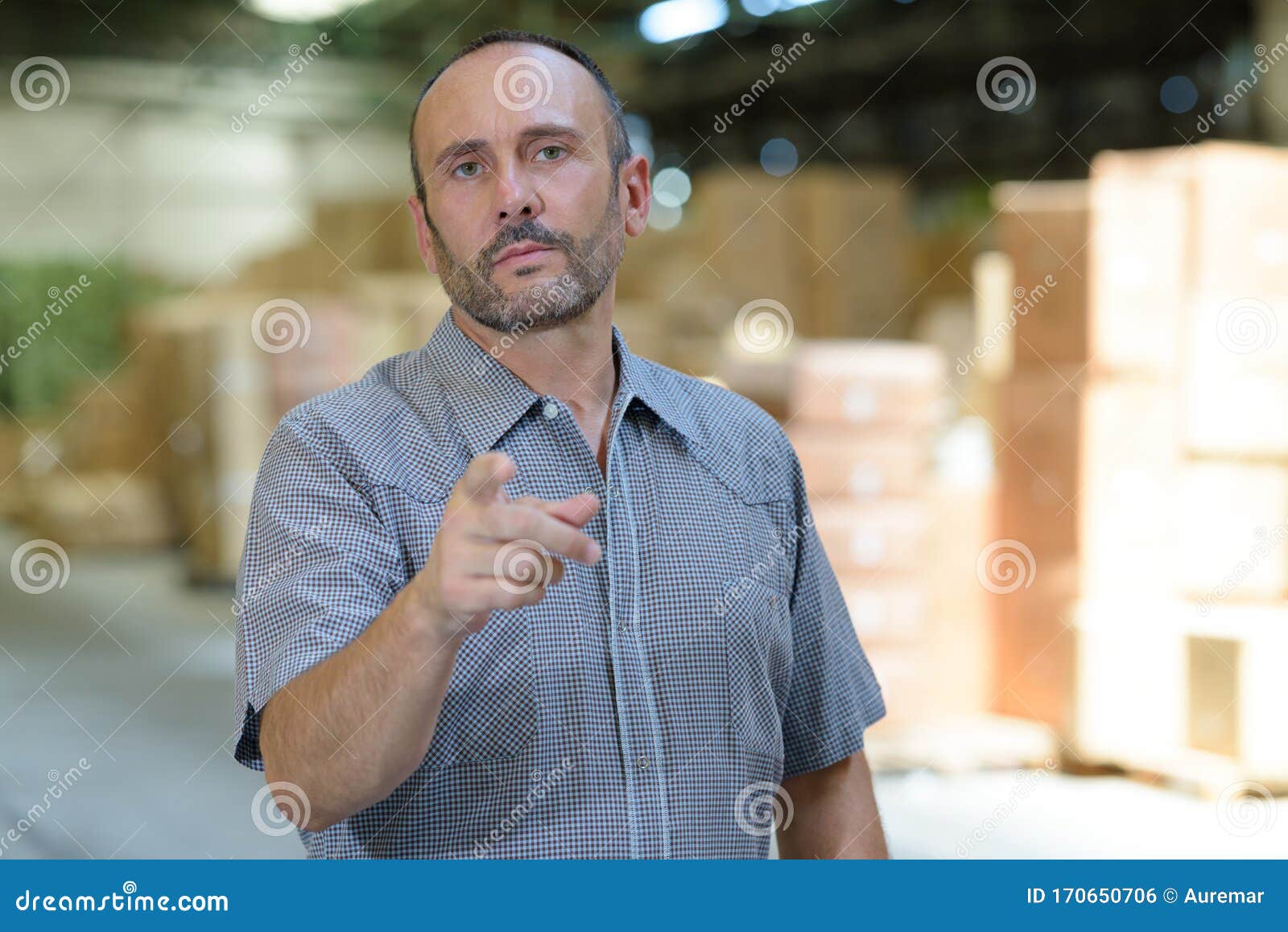 Portrait Warehouse Supervisor Pointing Stock Photo - Image of loading ...