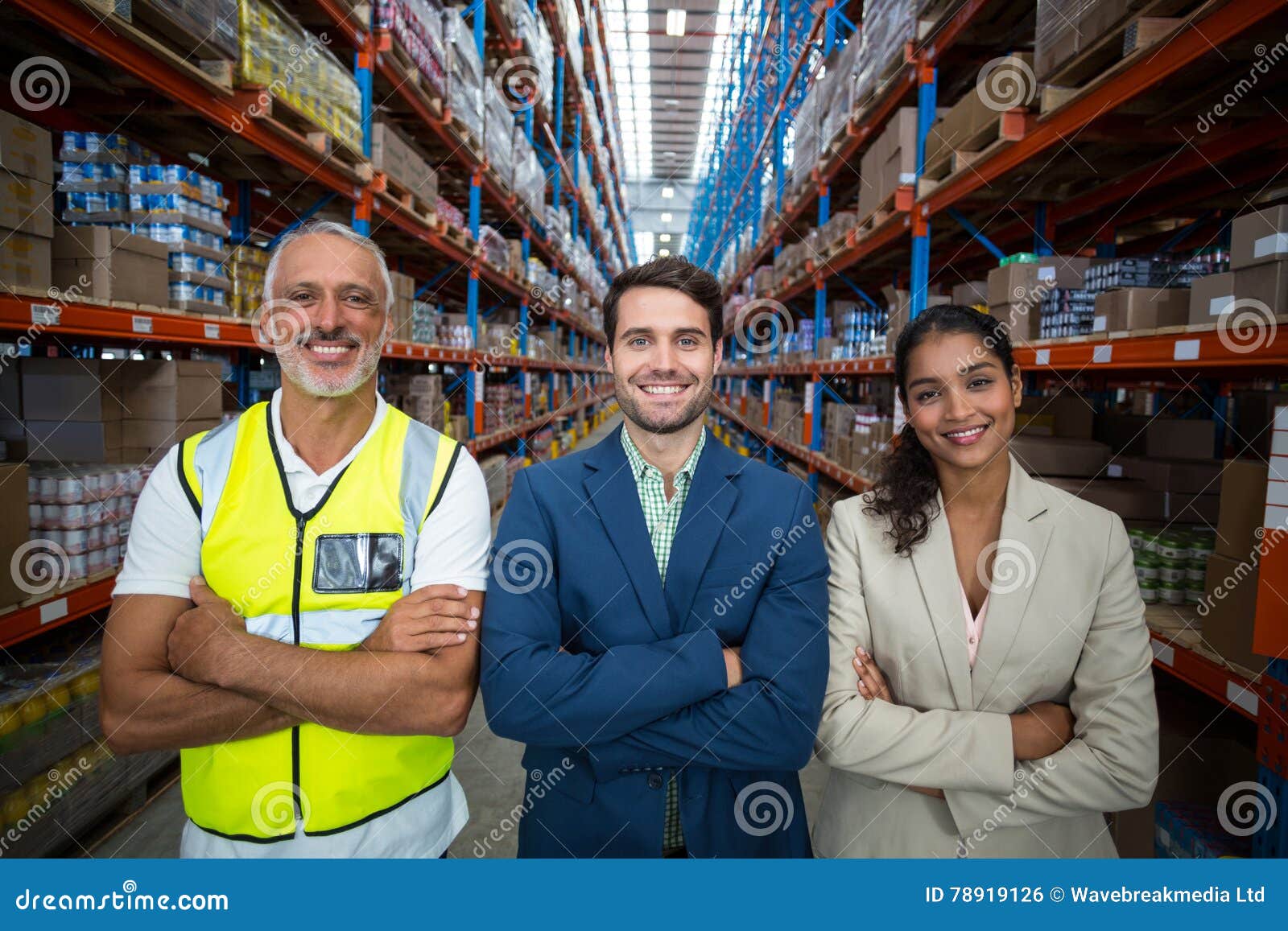 Portrait of Warehouse Team Standing with Arms Crossed Stock Photo ...