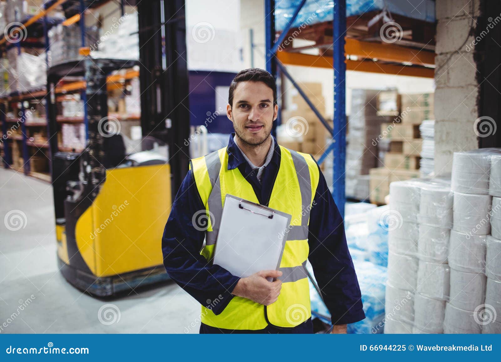 Portrait of Warehouse Worker with Clipboard Stock Image - Image of ...