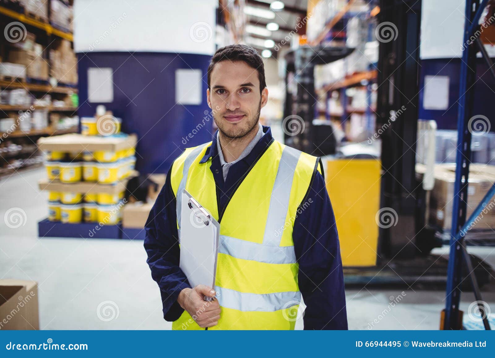 Portrait of Warehouse Worker with Clipboard Stock Image - Image of ...