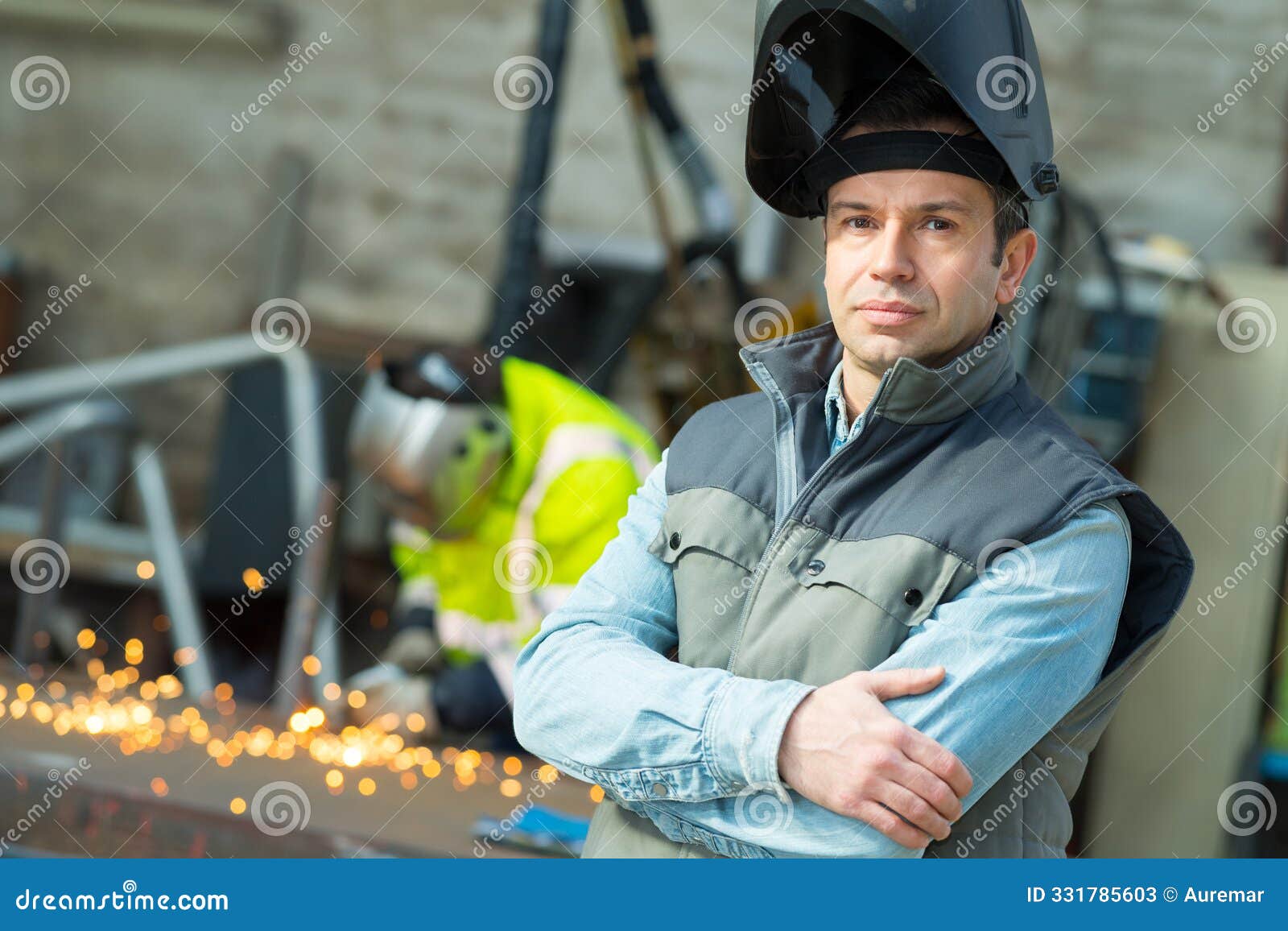 Portrait Welder with Mask Posing Stock Image - Image of safety ...