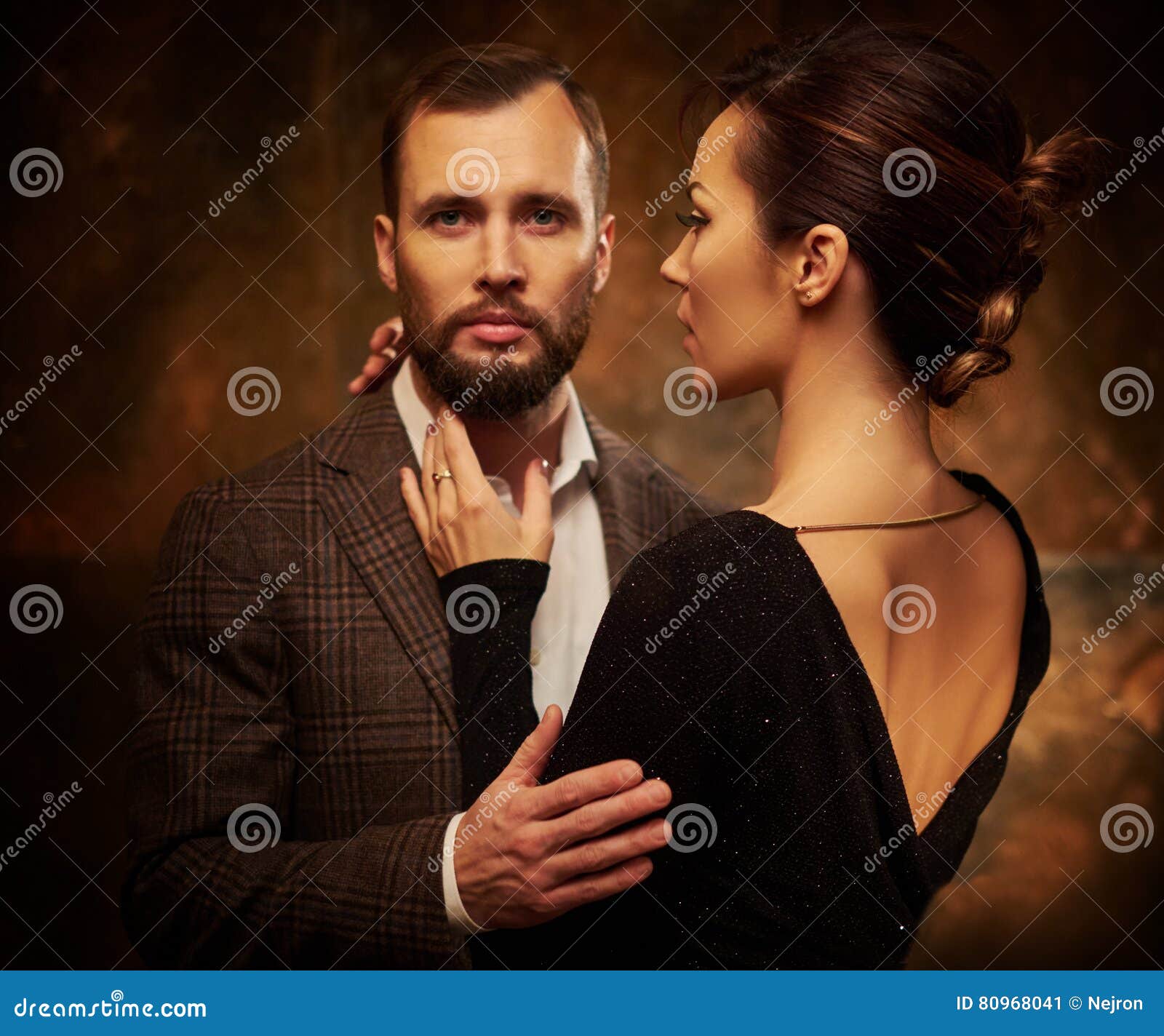 Portrait of Well-dressed Couple in Expression of Feelings Stock Image ...