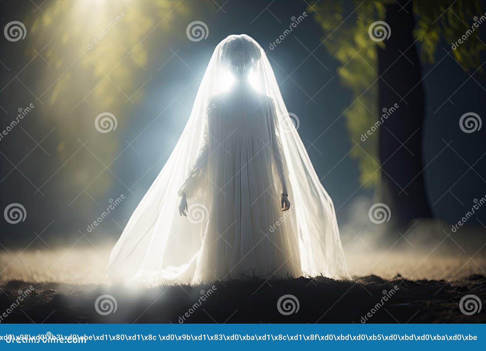 Portrait White Cloth Ghost Terrifying Evil. Ai Generative Stock ...