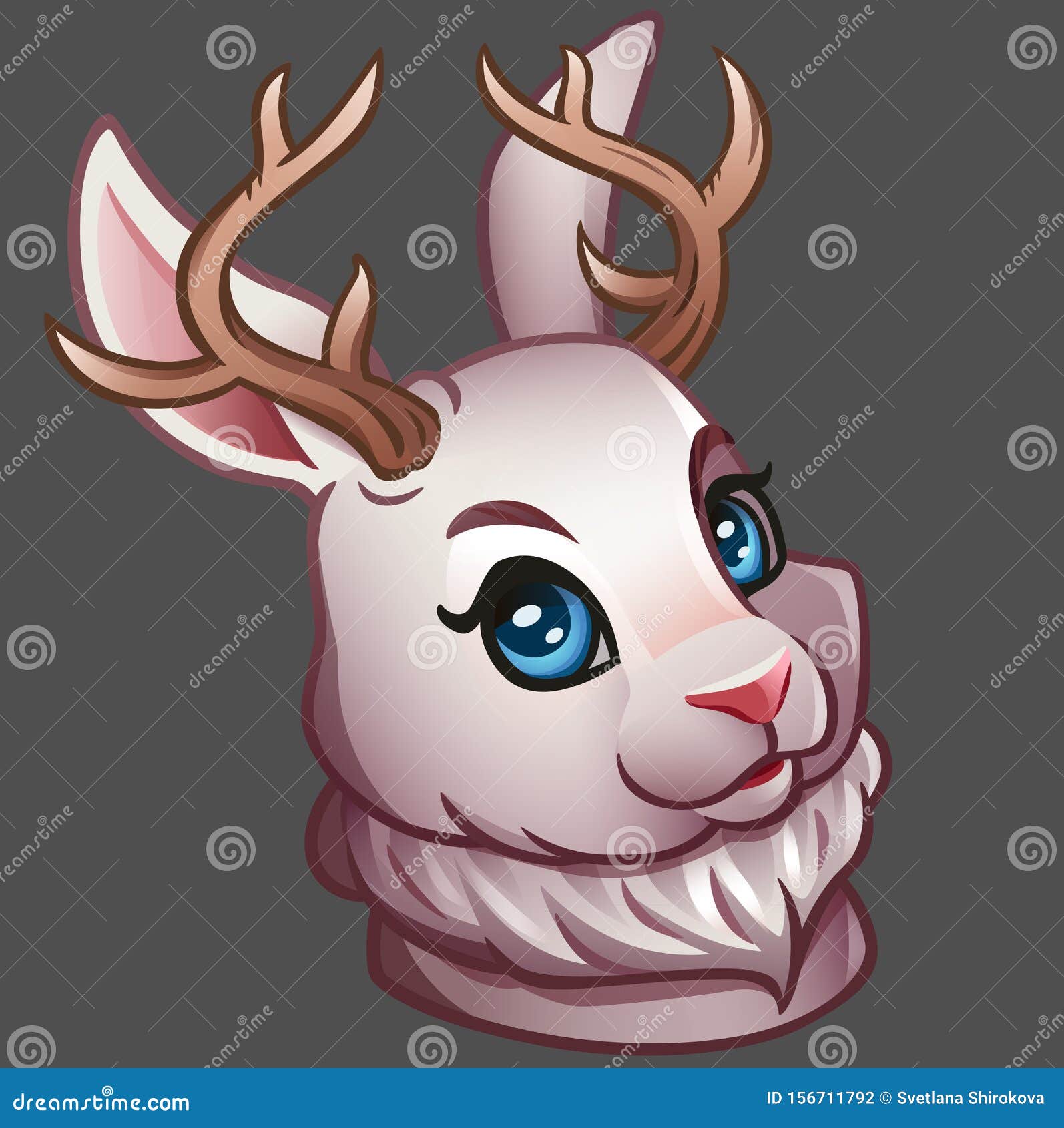 Portrait of a White Jackalope Stock Vector - Illustration of chimera ...