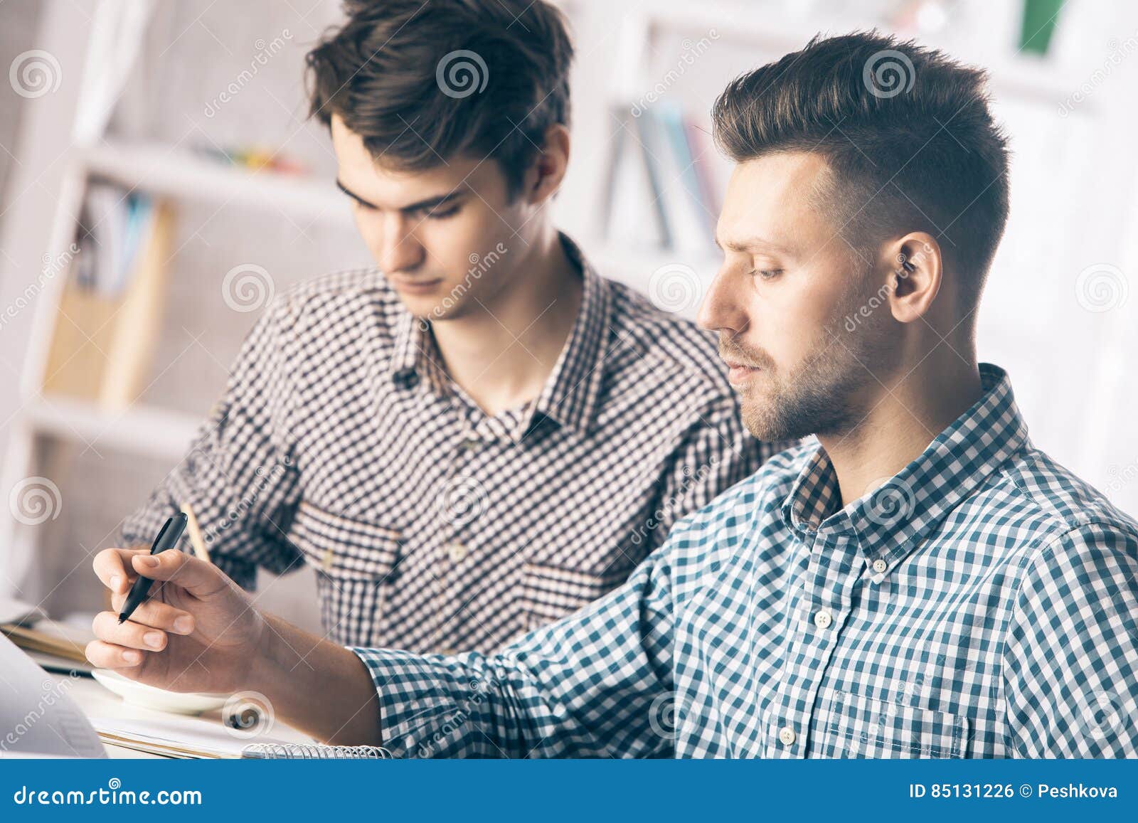 Portrait of White Men Doing Paperwork Stock Photo - Image of executive ...
