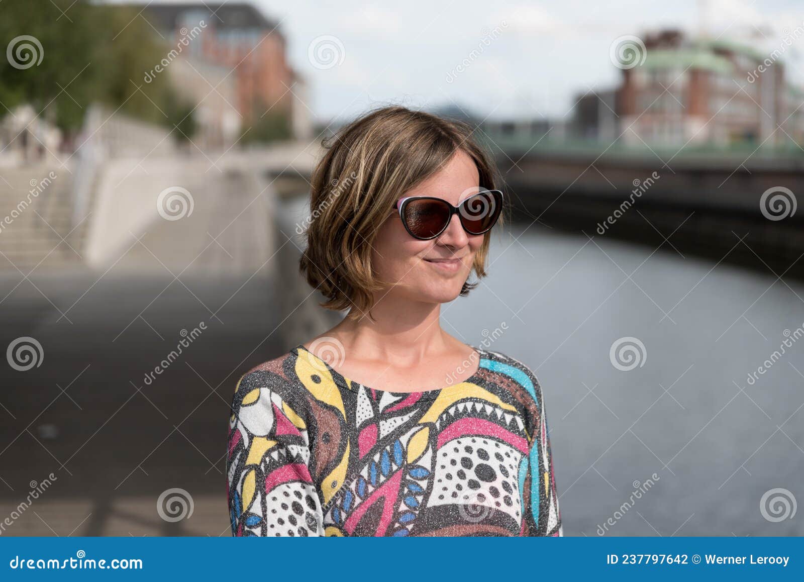 Portrait of a White Woman Standing at the Canal Stock Photo - Image of ...