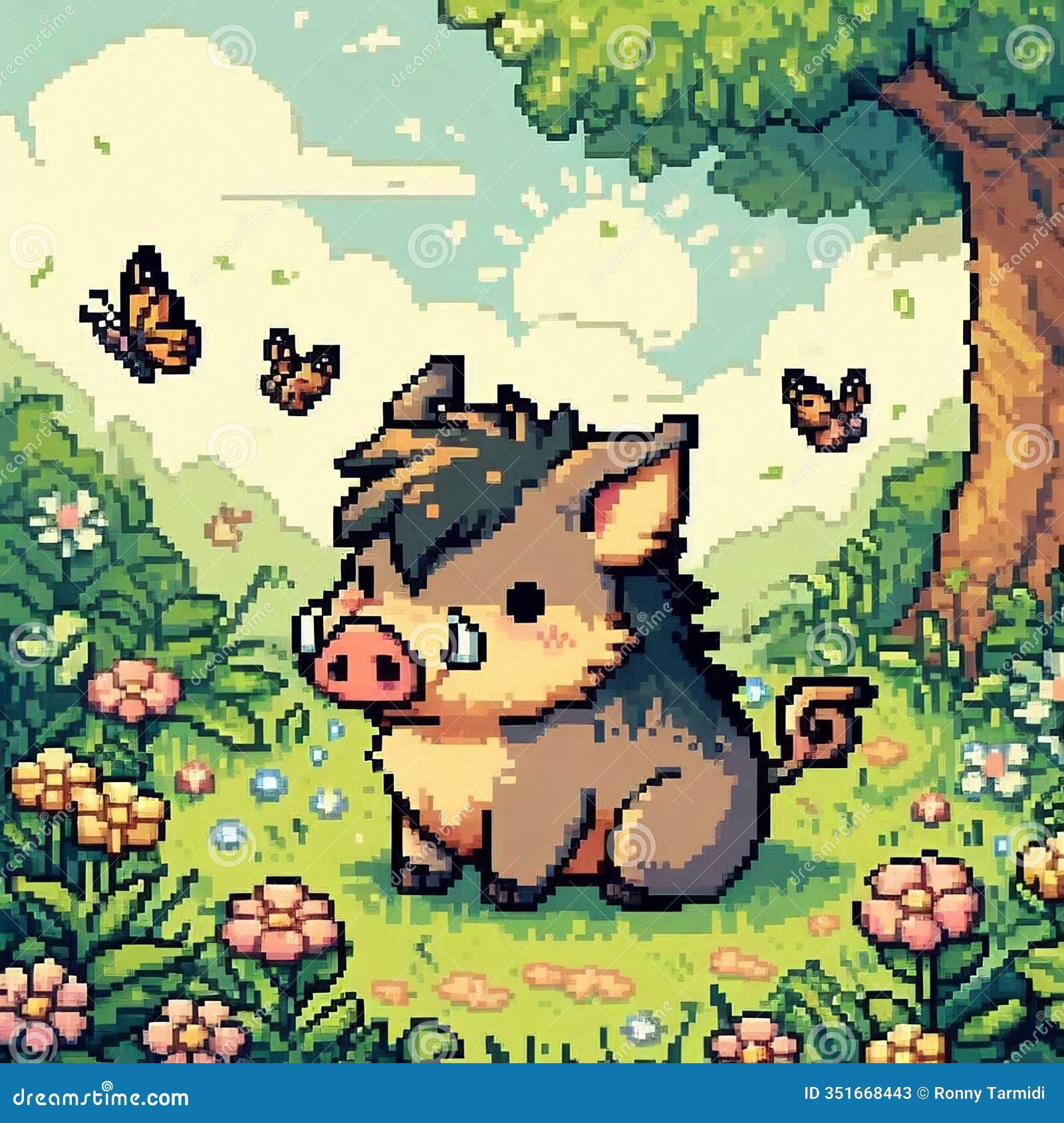 Portrait of a Wild Boar, Pixel Art Stock Illustration - Illustration of ...