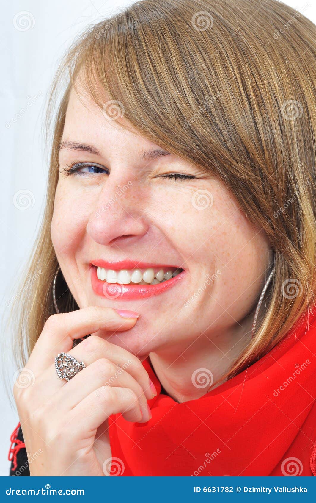 Portrait of the Winking Girl Stock Photo - Image of hair, joyful: 6631782