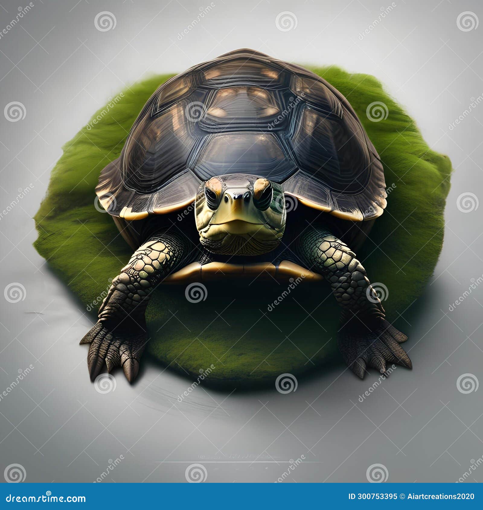 A Portrait of a Wise-looking Wise Old Turtle, Its Shell Adorned with ...