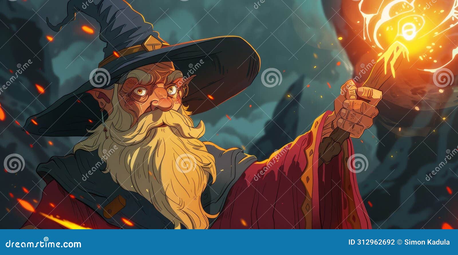 Portrait of Wizard Casting a Spell, Magical Concept Stock Photo - Image ...