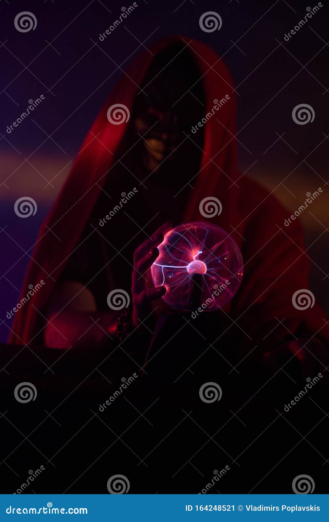 Portrait of Wizard with Magic Globe Stock Image - Image of illuminated ...