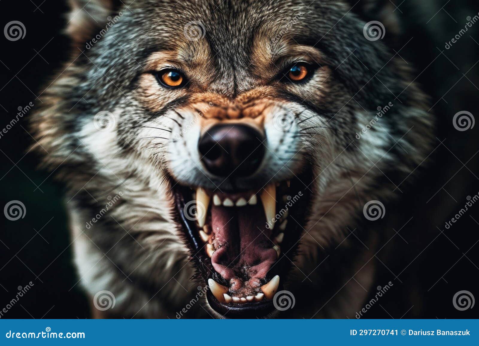 Portrait of a Wolf Baring Its Fangs, Generative Ai Stock Illustration ...