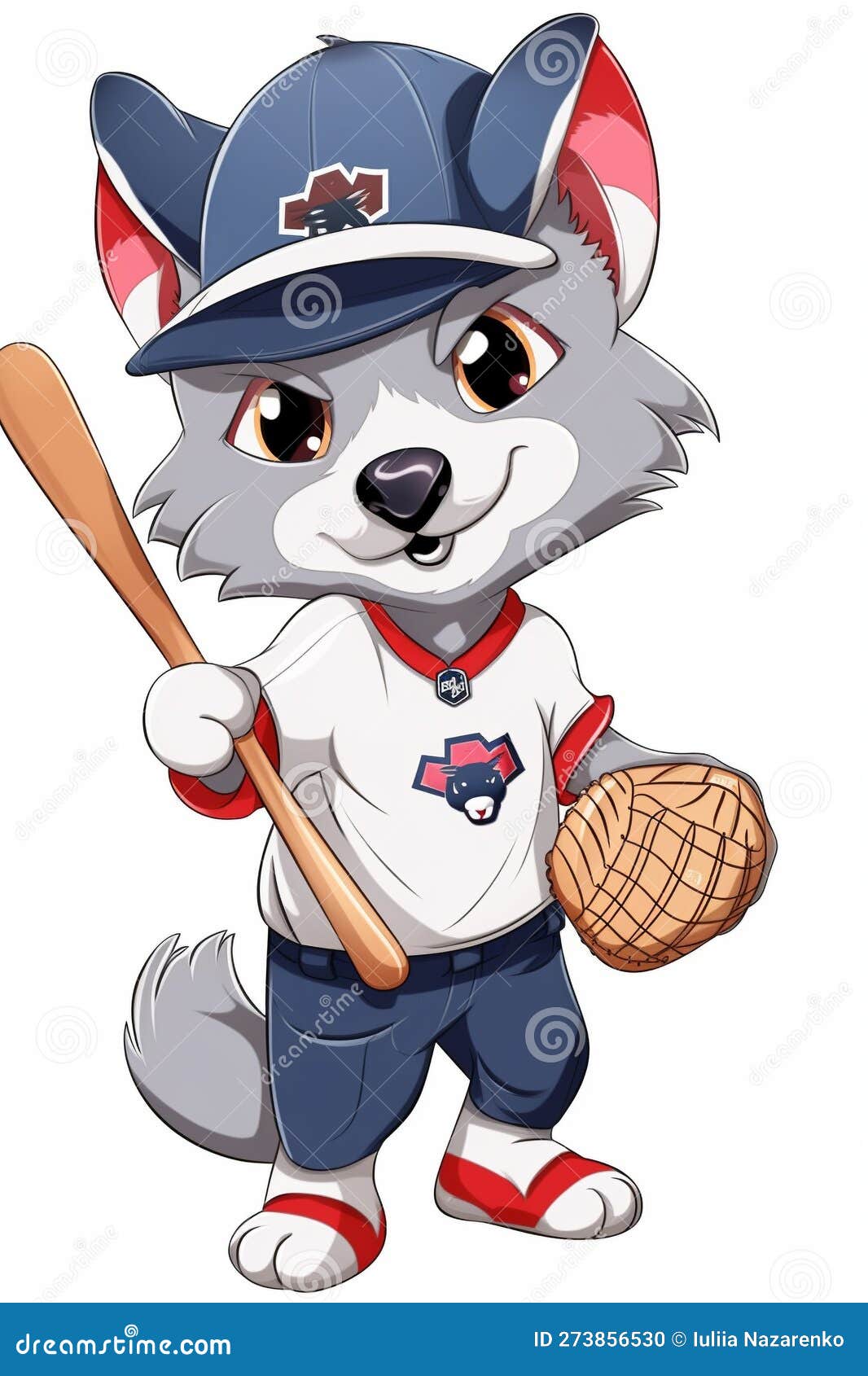 Portrait Of A Wolf With A Baseball Bat. AI Genarated Stock Photo ...