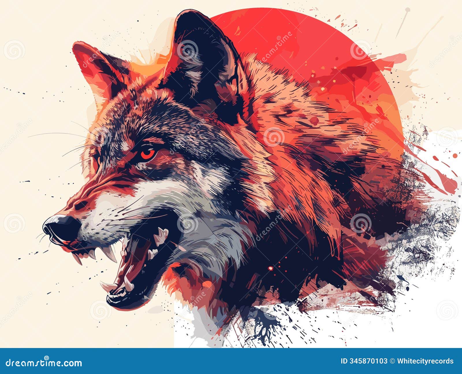 Portrait of a Wolf in Grunge Style. Vector Illustration. Stock Vector ...
