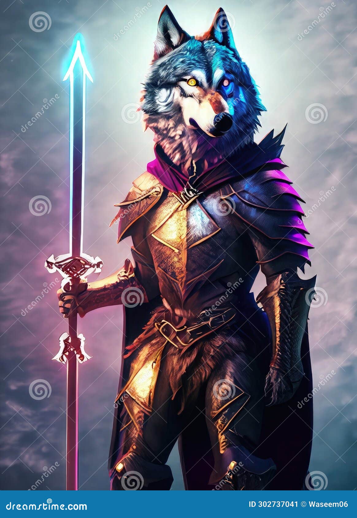 Wolf In Armor, Made Of Enchanted Metals And Engraved With Ancient Runes ...